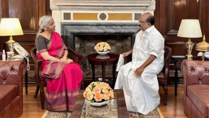 കേന്ദ്ര ധനമന്ത്രി നിര്‍മല സീതാരാമനുമായി കെ വി തോമസ് കൂടിക്കാഴ്ച നടത്തി ...