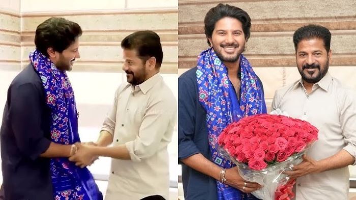 തെലങ്കാന മുഖ്യമന്ത്രിയുടെ വസതിയിലെത്തി ദുൽഖർ സൽമാൻ; പൊന്നാട അണിയിച്ച് സ്വീകരിച്ച് രേവന്ത് റെഡ്ഢി ...